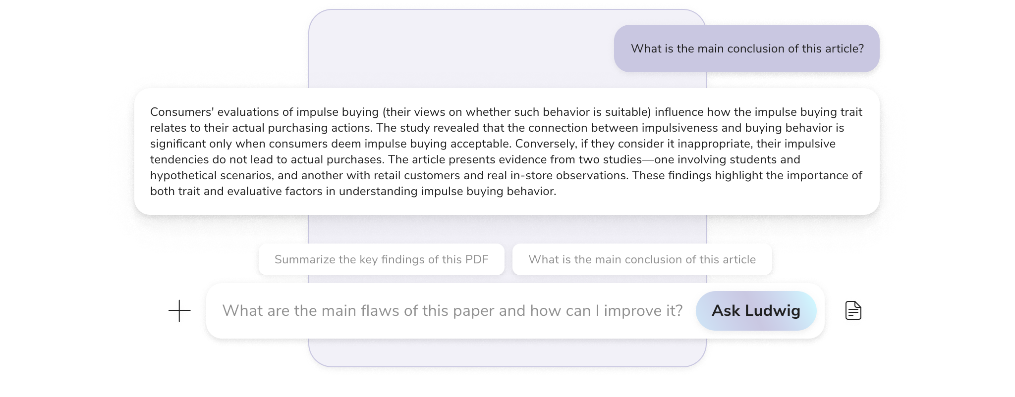 Chat with your PDF on Ludwig.guru